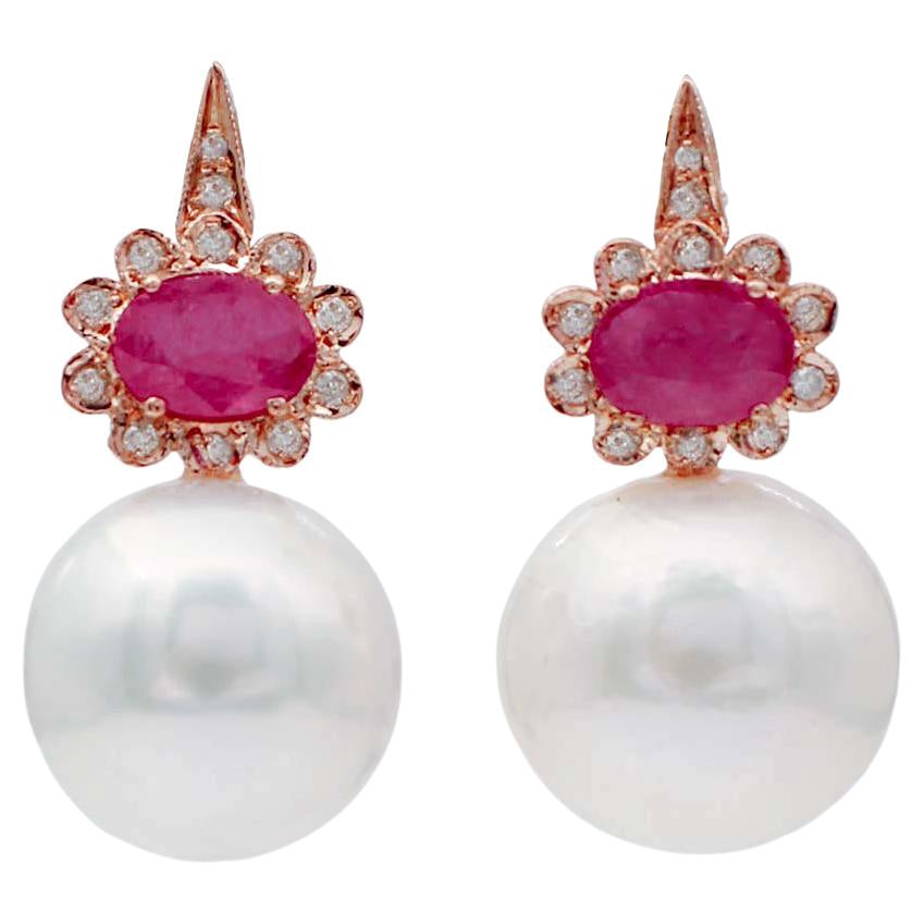 Lucie Campbell London Ruby Diamond Pearl Earrings at 1stDibs | ruby and ...