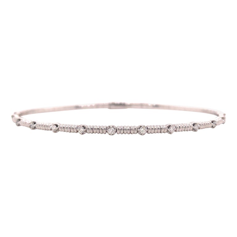14K Diamond Flexible Bangle White Gold at 1stDibs