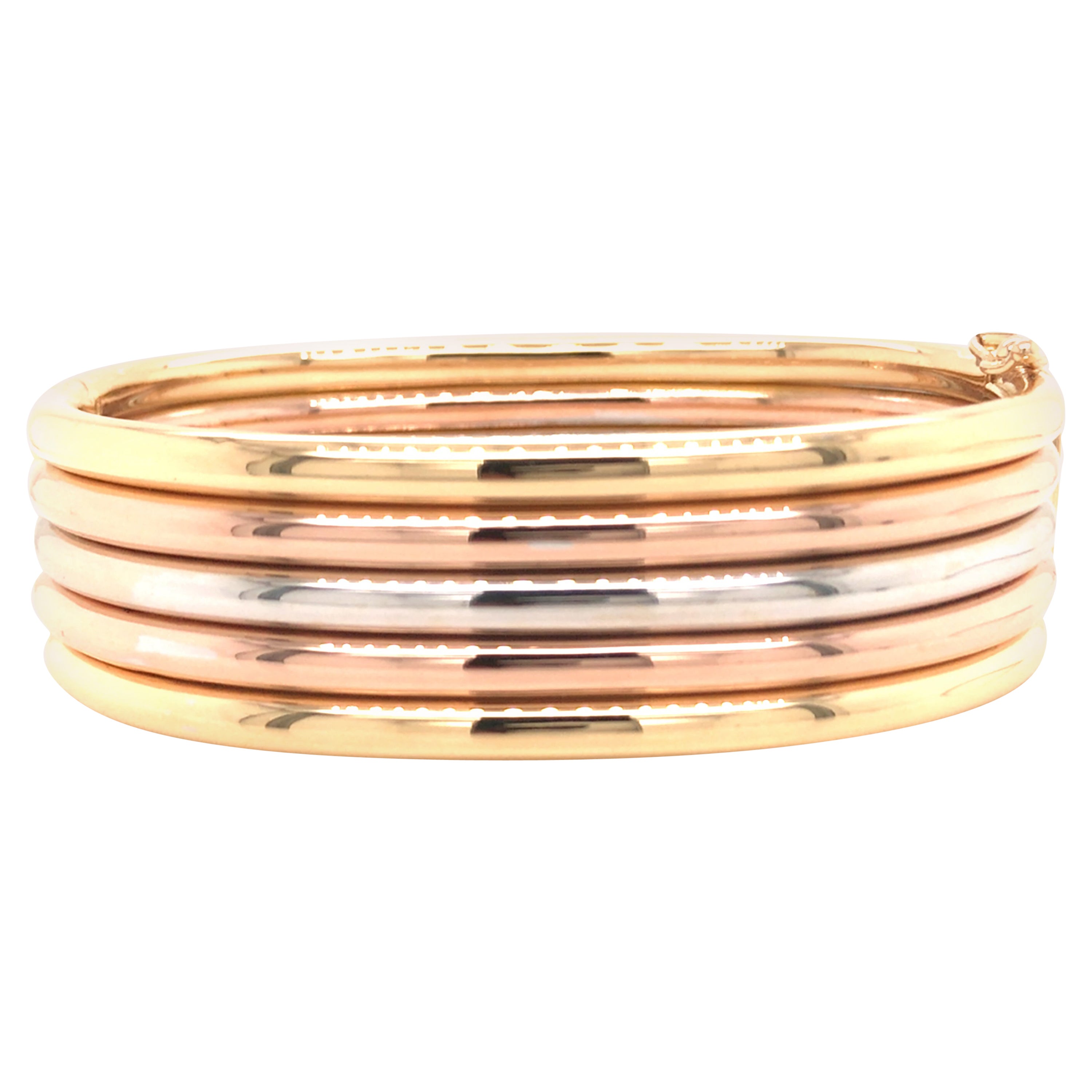 Tri-Color Wide Bangle Bracelet For Sale at 1stDibs