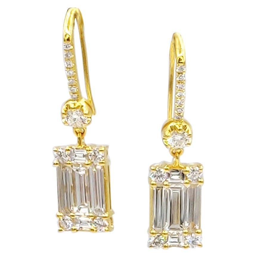 Diamond Hook Earrings For Sale at 1stDibs