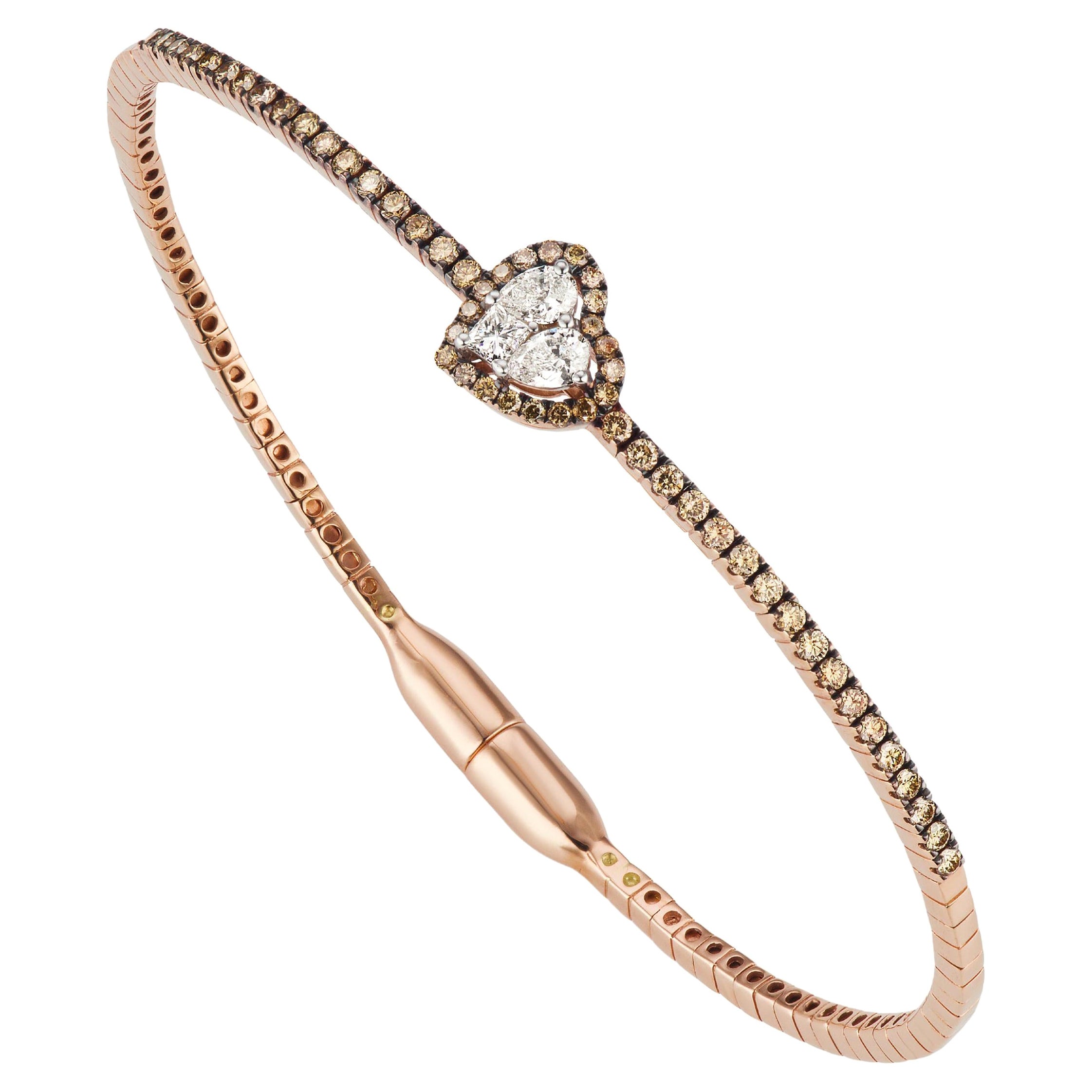 Gemistry 0.71 Cts Ruby and 0.33 Cts Heart Shape Diamond Cluster Bangle ...