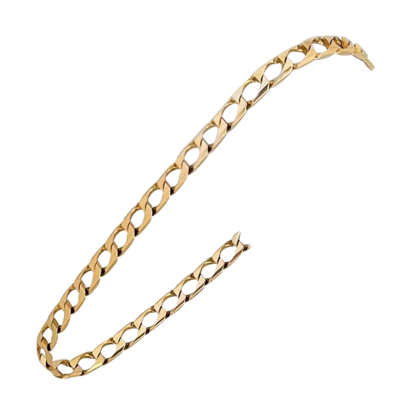 18 Karat Yellow Gold Italian Hollow Link Bracelet For Sale at 1stDibs