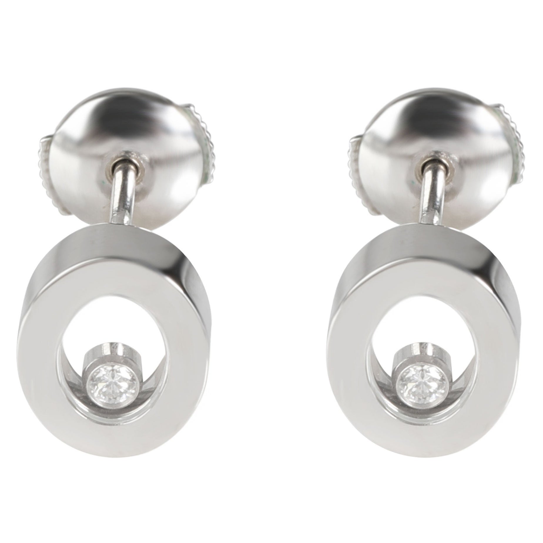 Chopard Happy Diamonds Oval Stud Earring in 18K White Gold 0.11 CTW For ...