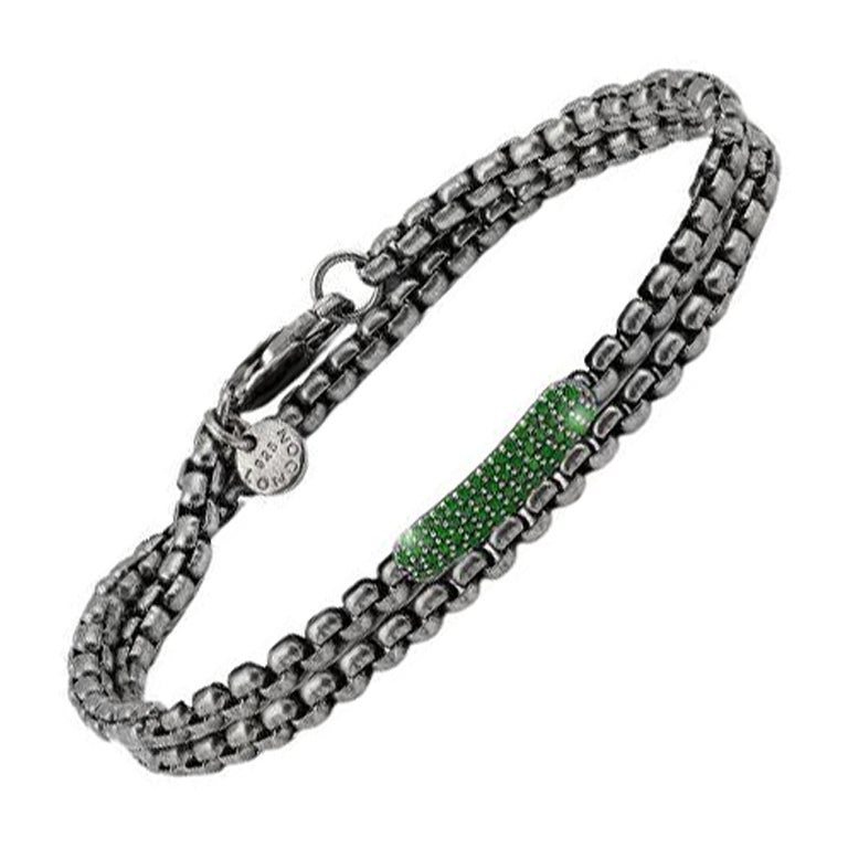Black Rhodium Plated Sterling Silver Catena Baton Bracelet with ...