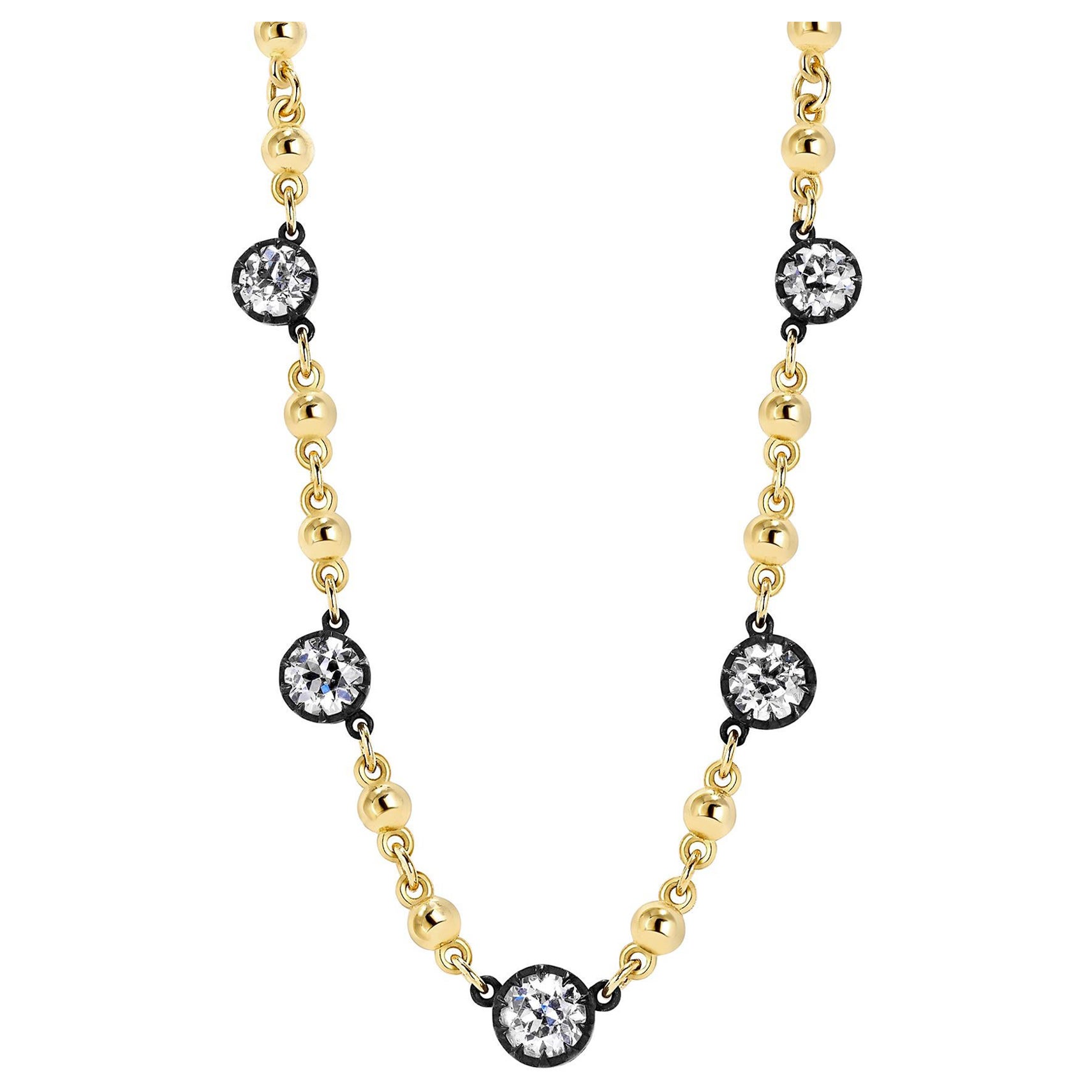 Handcrafted Mirella Fob Necklace with Old European Cut Diamonds by ...