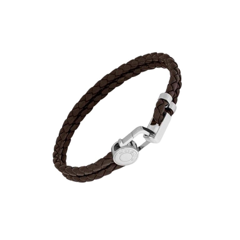 Signature Lock Bracelet in Brown Leather, Size M For Sale at 1stDibs