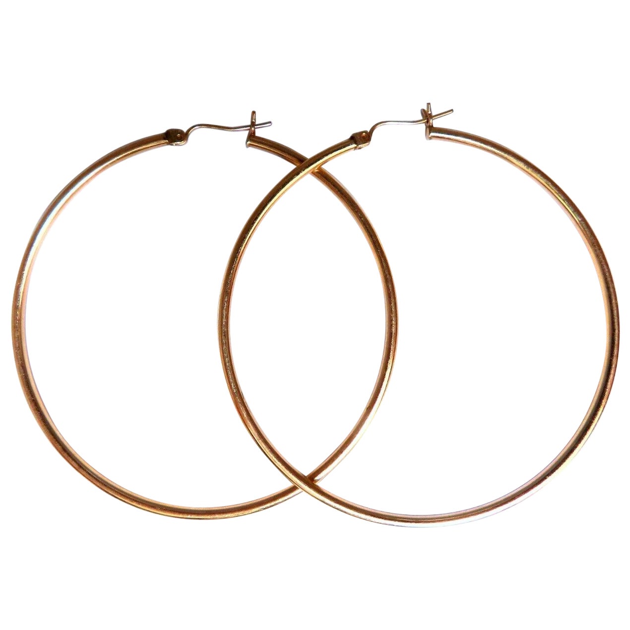 14Kt Gold Hoop Earrings Elongated Three Tier For Sale at 1stDibs