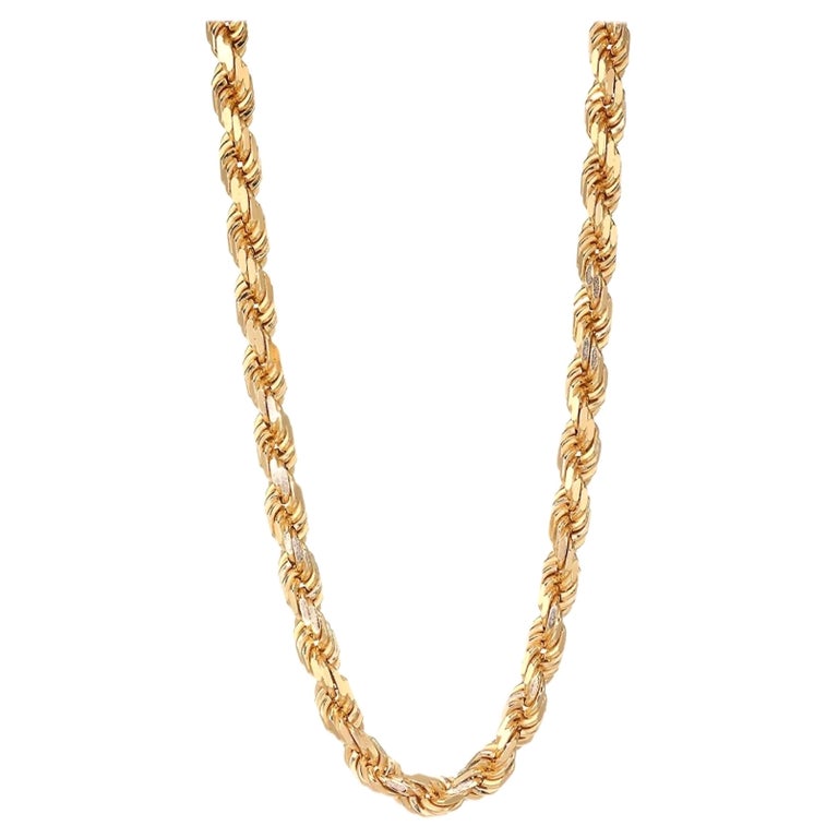 Vintage 14 Karat Yellow Gold 21 Gm, Rope Chain Necklace at 1stDibs