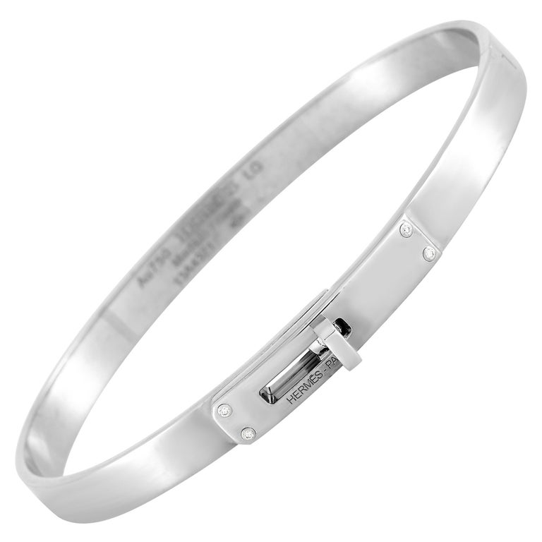 Hermès Kelly 18K White Gold Bangle Bracelet Size Large at 1stDibs