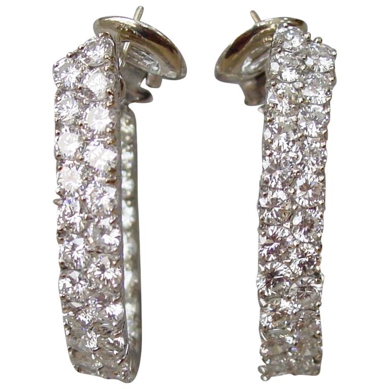 Diamond Gold Hoop Earrings For Sale at 1stDibs