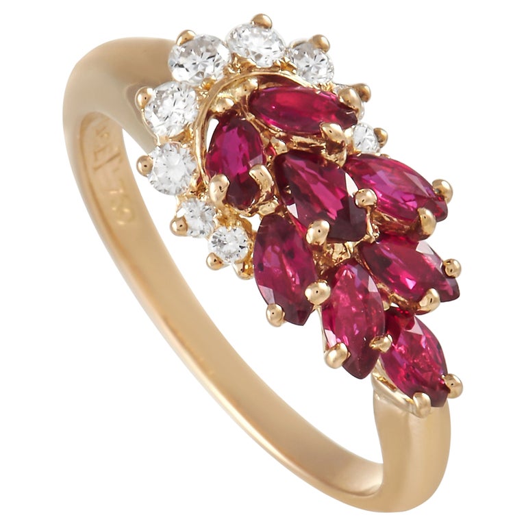 Piaget 18K Yellow Gold Diamond and Ruby Ring at 1stDibs