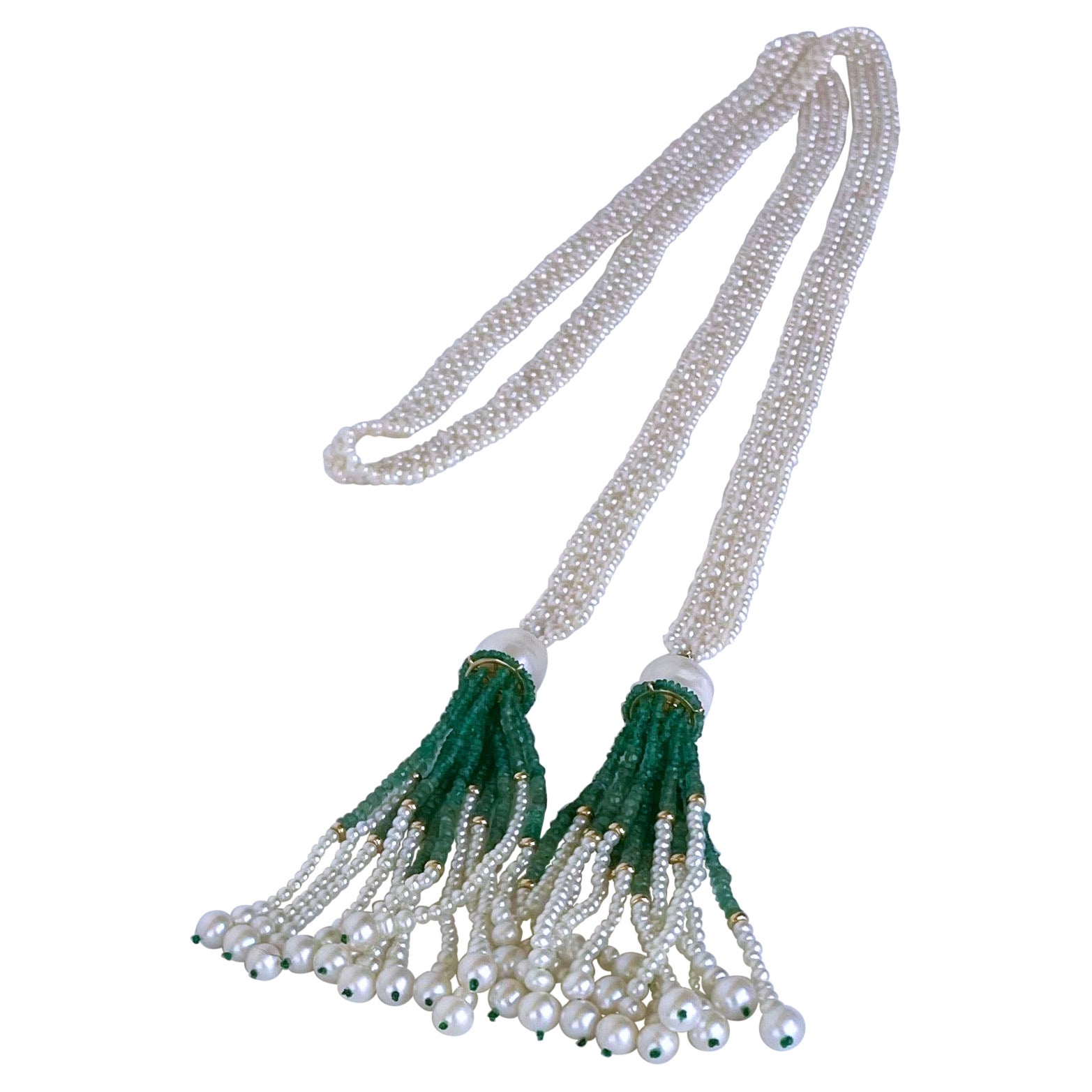 Pearl and Carnelian Graduated Pearl Sautoir by Marina J at 1stDibs