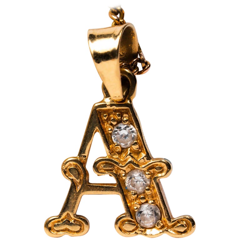 Vintage Diamond Letter A Charm, Name Letter A Diamond Pendant, Gothic ...