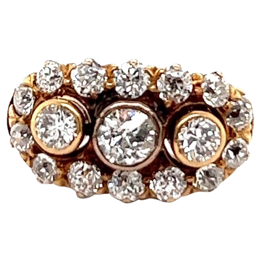 Old European Cut Diamond and Platinum Cluster Ring at 1stDibs