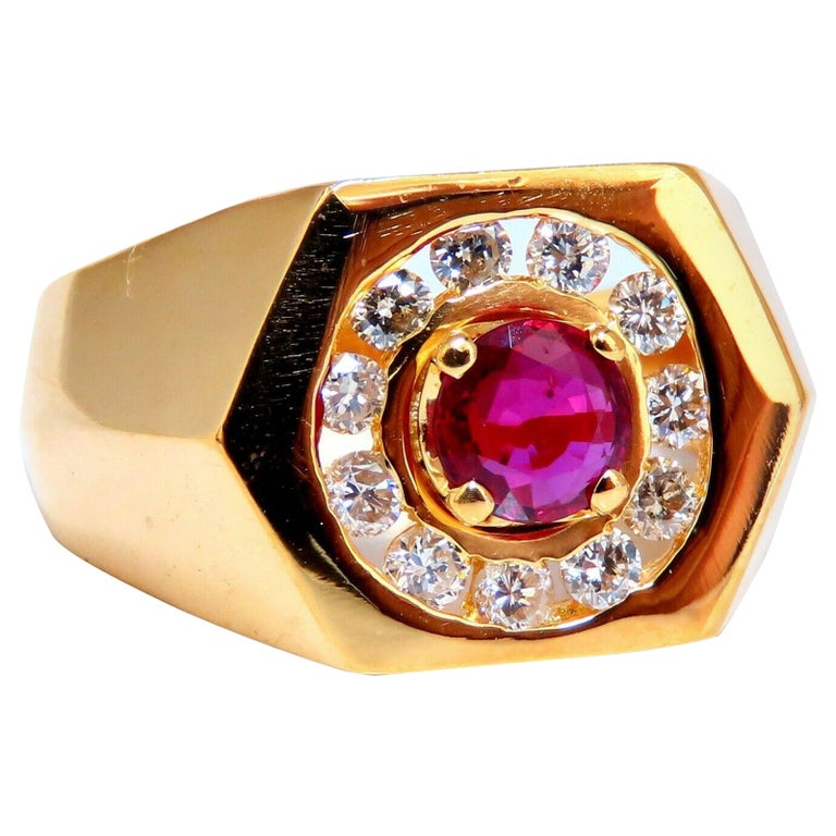 1.15ct Natural Ruby Diamonds Mens Ring 14kt For Sale at 1stDibs