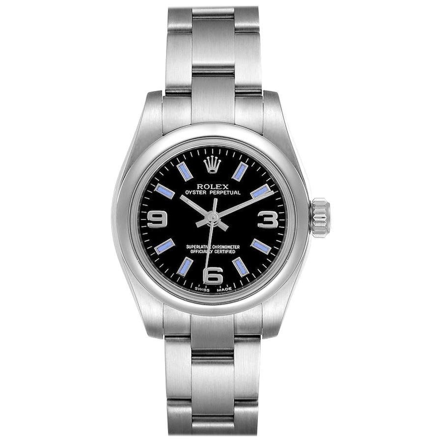 Rolex Oyster Perpetual Nondate Black Dial Ladies Watch 176200 For Sale ...