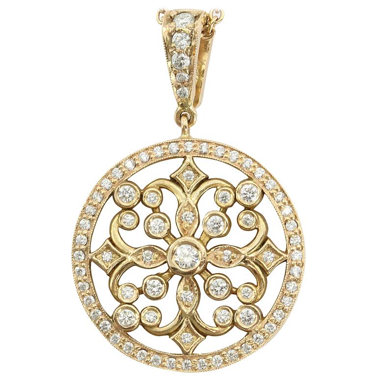Penny Preville Diamond Gold Lace Pendant Necklace at 1stDibs | penny ...