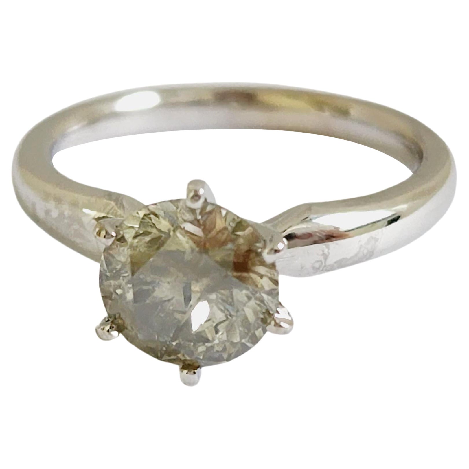 1970s Vintage 1.75 Carat Diamond and White Gold Solitaire Ring For Sale ...