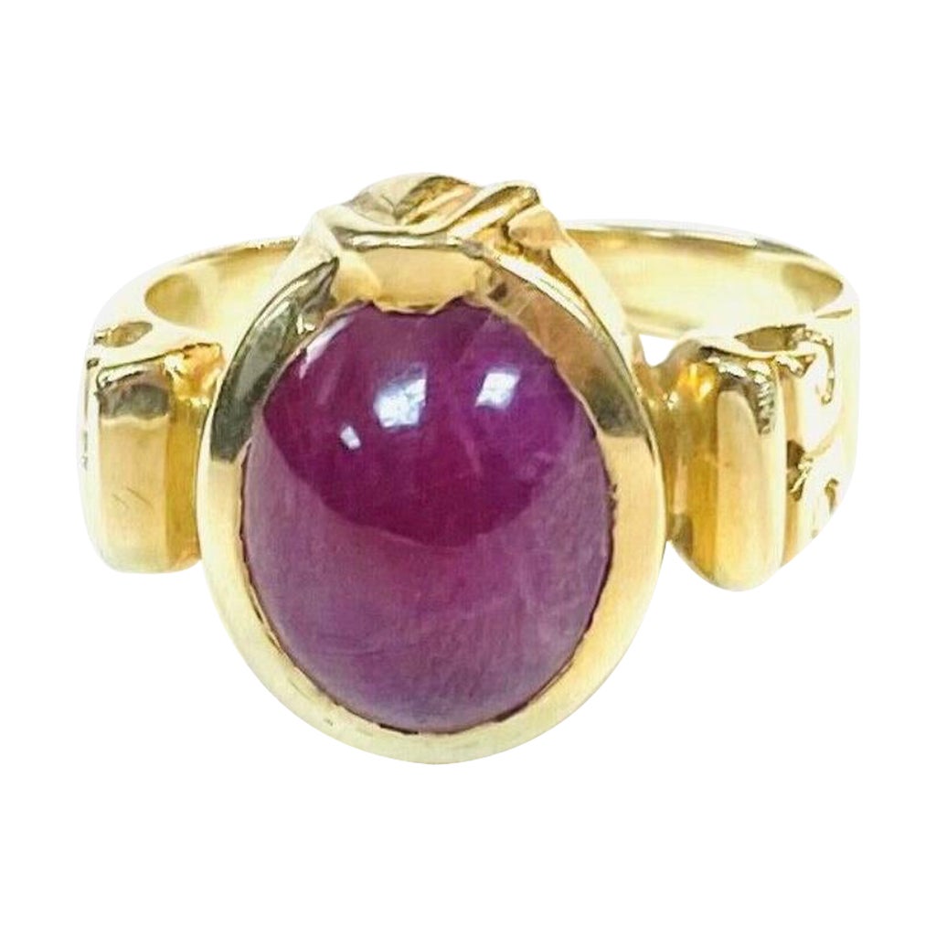 14k Yellow Gold Contemporary Ribbed Ruby Band Ring For Sale at 1stDibs