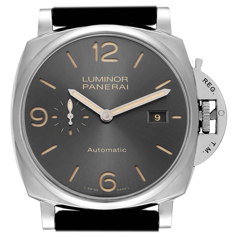 Panerai Luminor Due Grey Dial Steel Mens Watch PAM00943 Box Card For ...