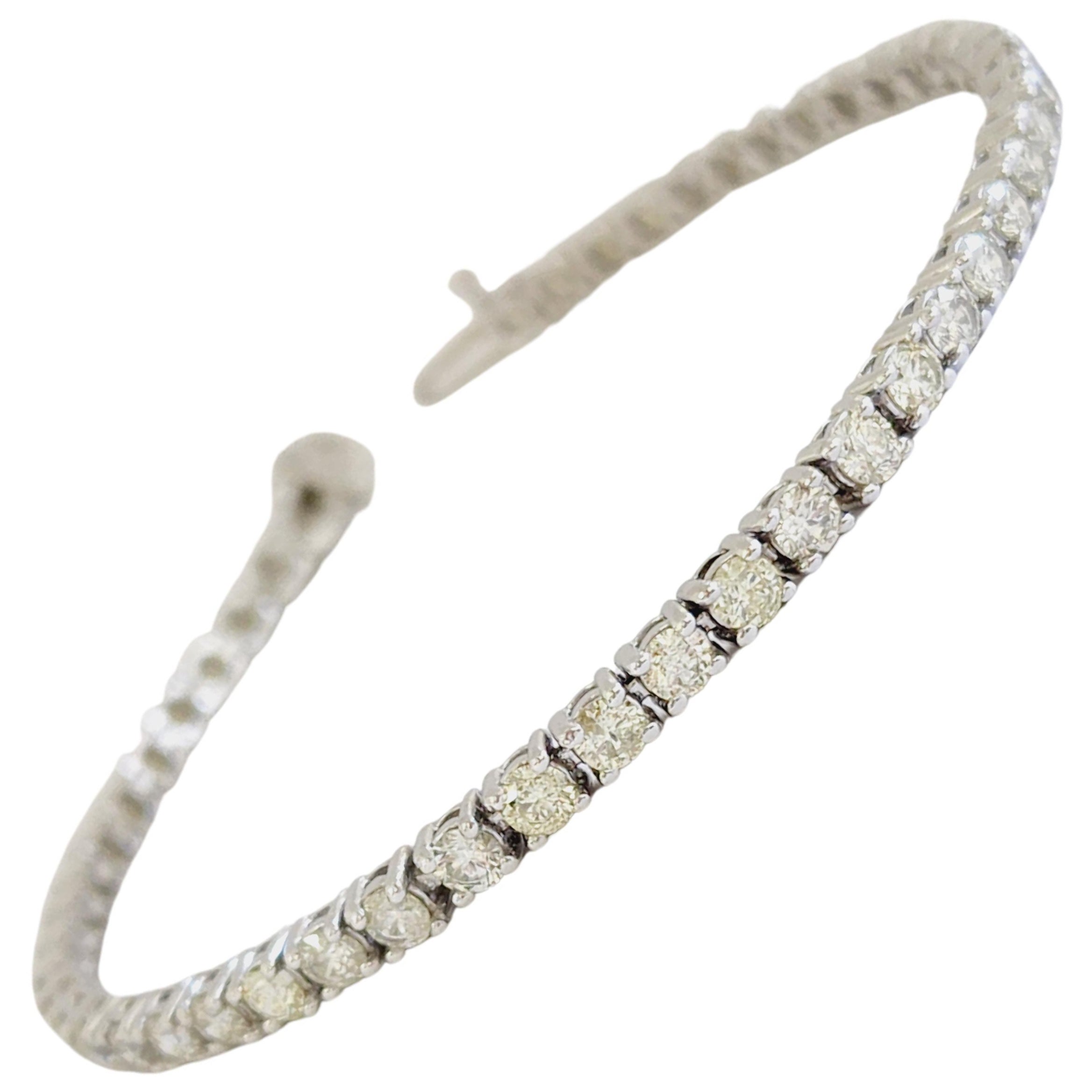 9.25 Carat Round Brilliant Natural Diamond Tennis Bracelet 14 Karat White Gold For Sale at 1stDibs