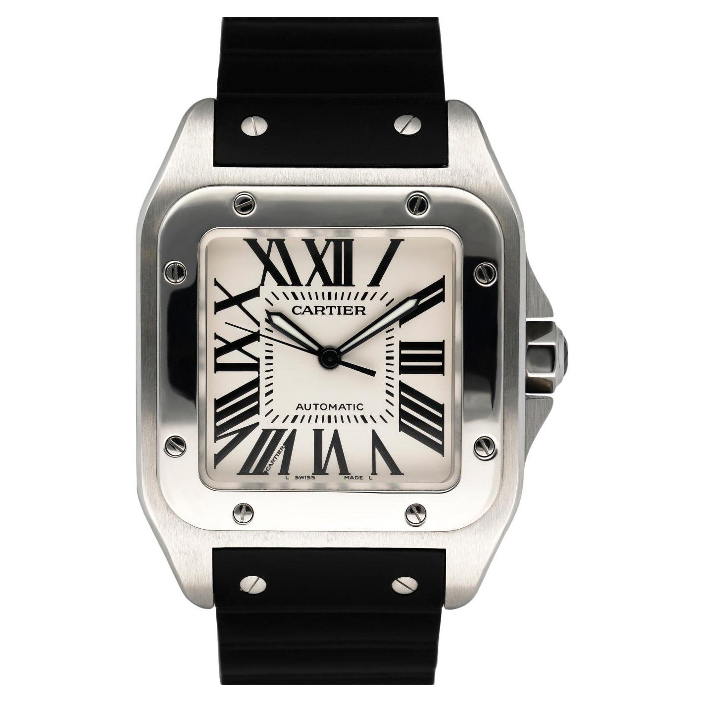 Cartier Montre Santos 100 grande taille en acier inoxydable pour hommes ...