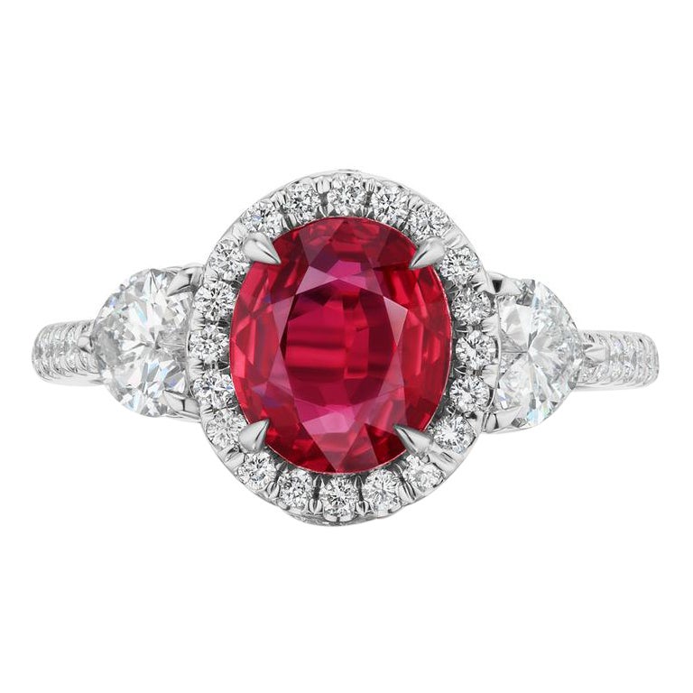Mozambique Ruby Ring With Diamonds For Sale at 1stDibs