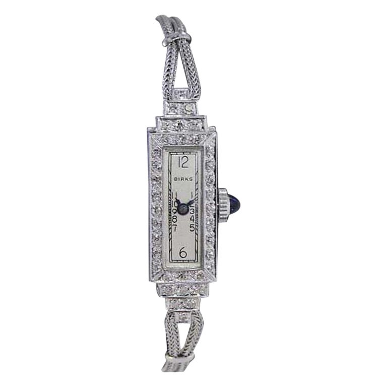 Henry Birks and Sons Platin Art Deco Damen-Diamant-Kleiduhr aus den ...