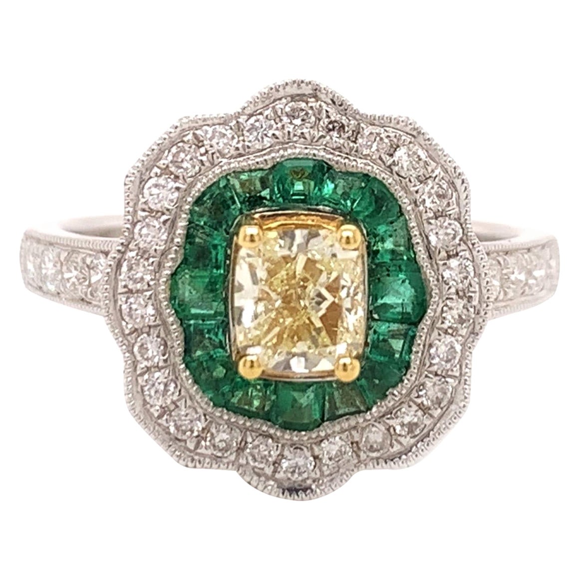 0.61 Carat Fancy Yellow Diamond Bridal Ring For Sale at 1stDibs | 61 ...