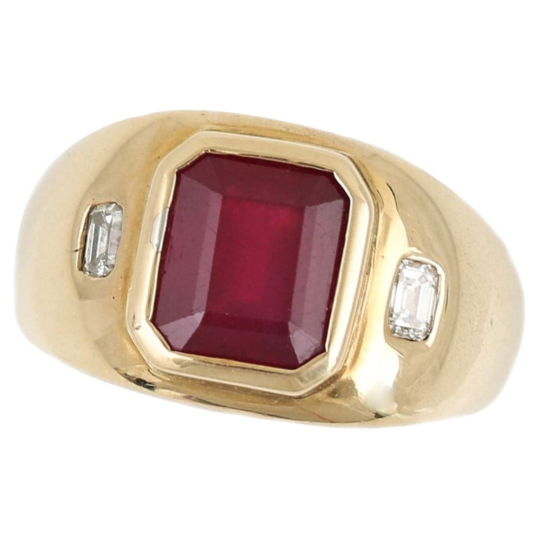 Large Heavy Ruby 5.15ct Ruby and 0.40ct Diamond Ring at 1stDibs