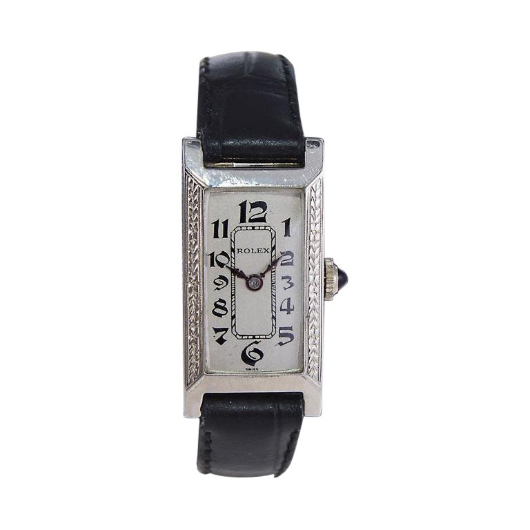 Rolex 14Kt. Solid White Gold Art Deco Tank Style with Original Dial ...
