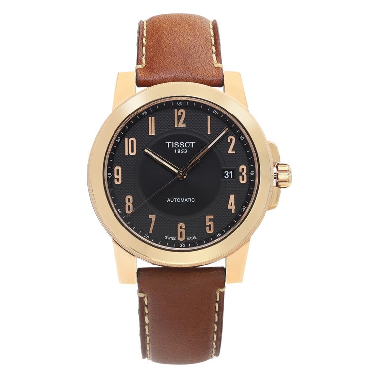Tissot Gentleman 44mm PVD Steel Leather Automatic Mens Watch T098.407.36.052.01 at 1stDibs