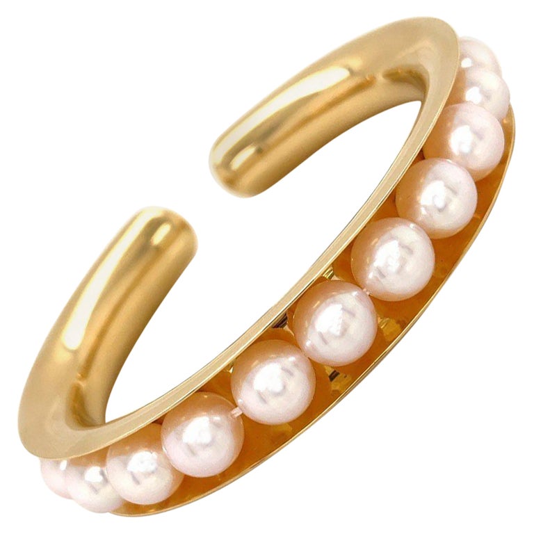 Stunning Akoya Pearl Bangle Bracelet For Sale at 1stDibs
