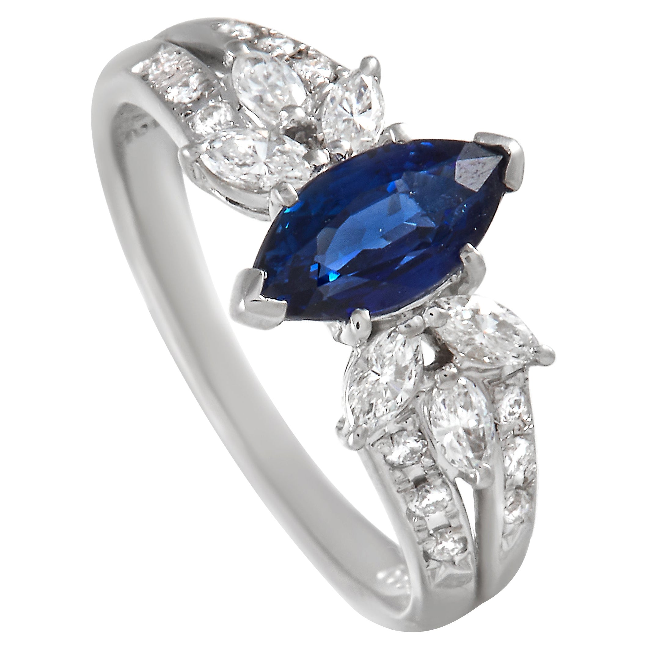 LB Exclusive Platinum 0.22 Carat Diamond and Sapphire Ring at 1stDibs