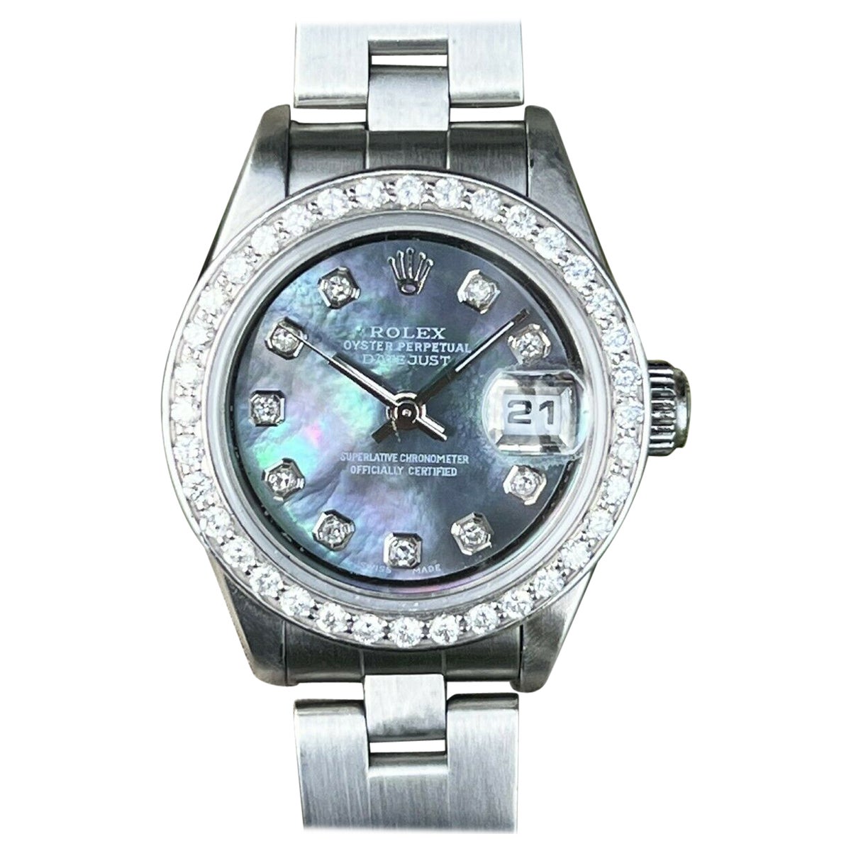 Rolex Ladies Datejust Two-Tone Custom MOP Dial and Diamond Bezel Watch ...