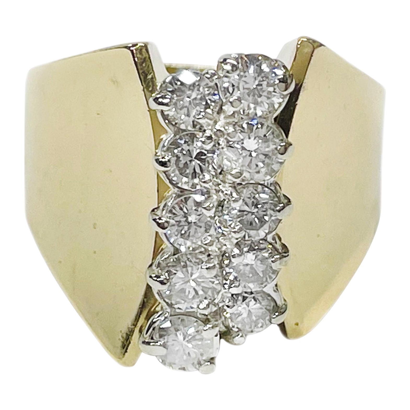 Yellow Gold Ten Diamond Ring For Sale at 1stDibs