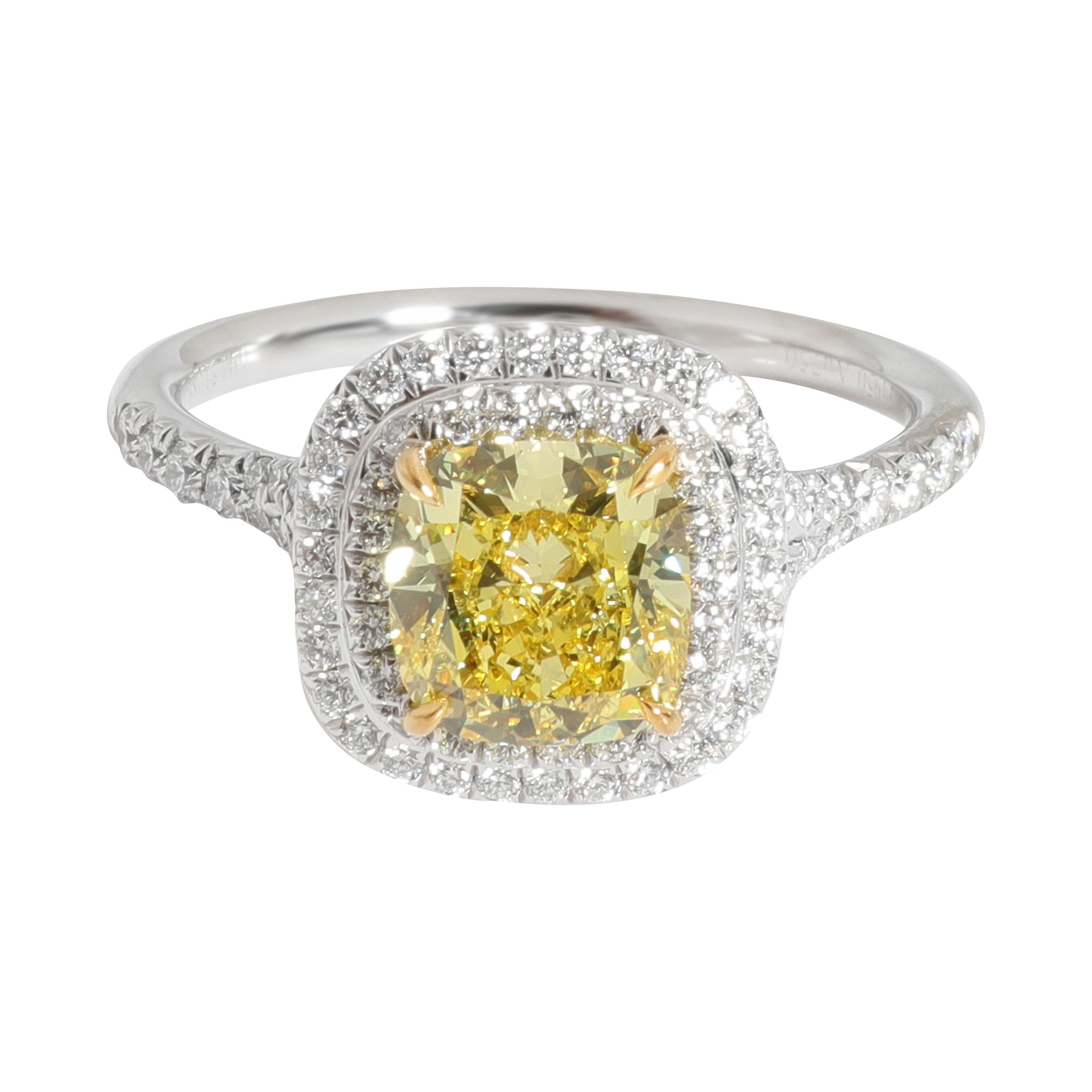 Tiffany and Co. Soleste Diamond Engagement Ring in 18k Yellow Gold Ad Platinum For Sale at ...
