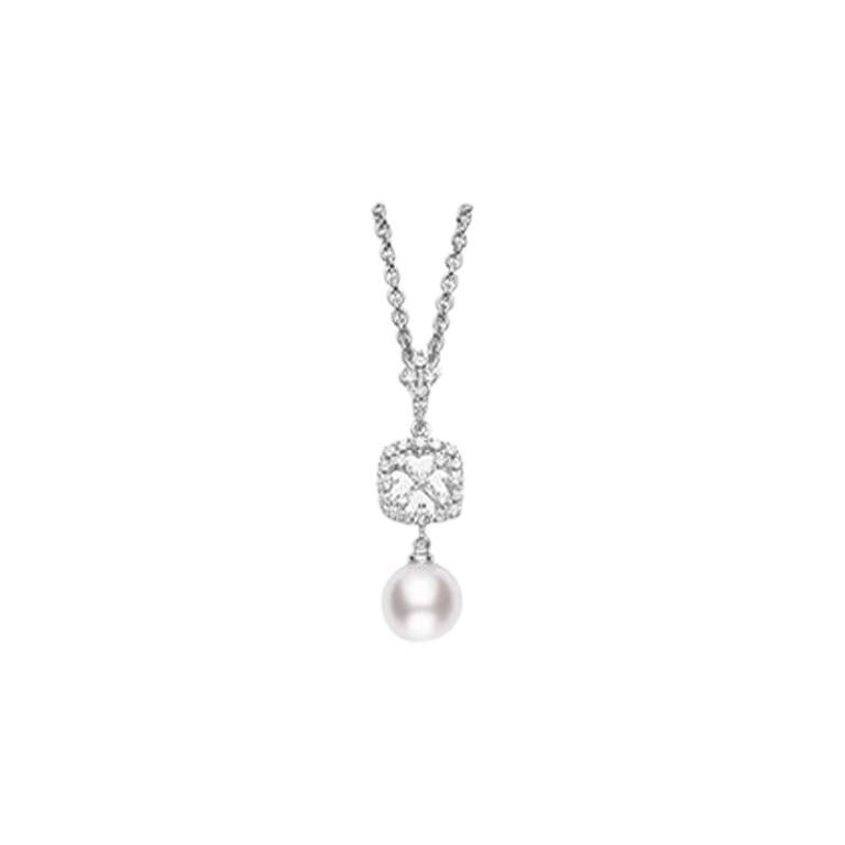 Mikimoto White Gold Akoya Diamond Pendant MPA10184ADXW For Sale at 1stDibs