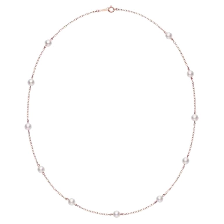 Mikimoto Akoya Cultured Pearl Station Necklace in White Gold PC158LW For Sale at 1stDibs | pearl ...