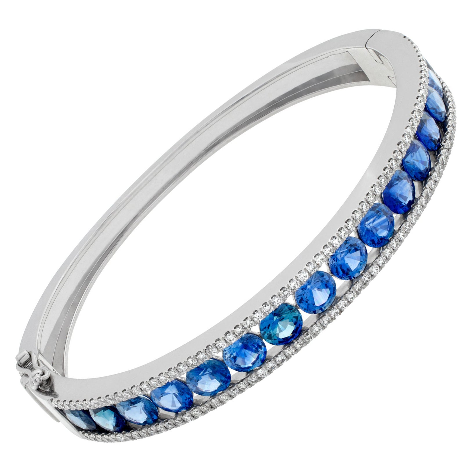 Decorative Sapphire and Diamond Bangle in White Gold 18 Karat For Sale ...