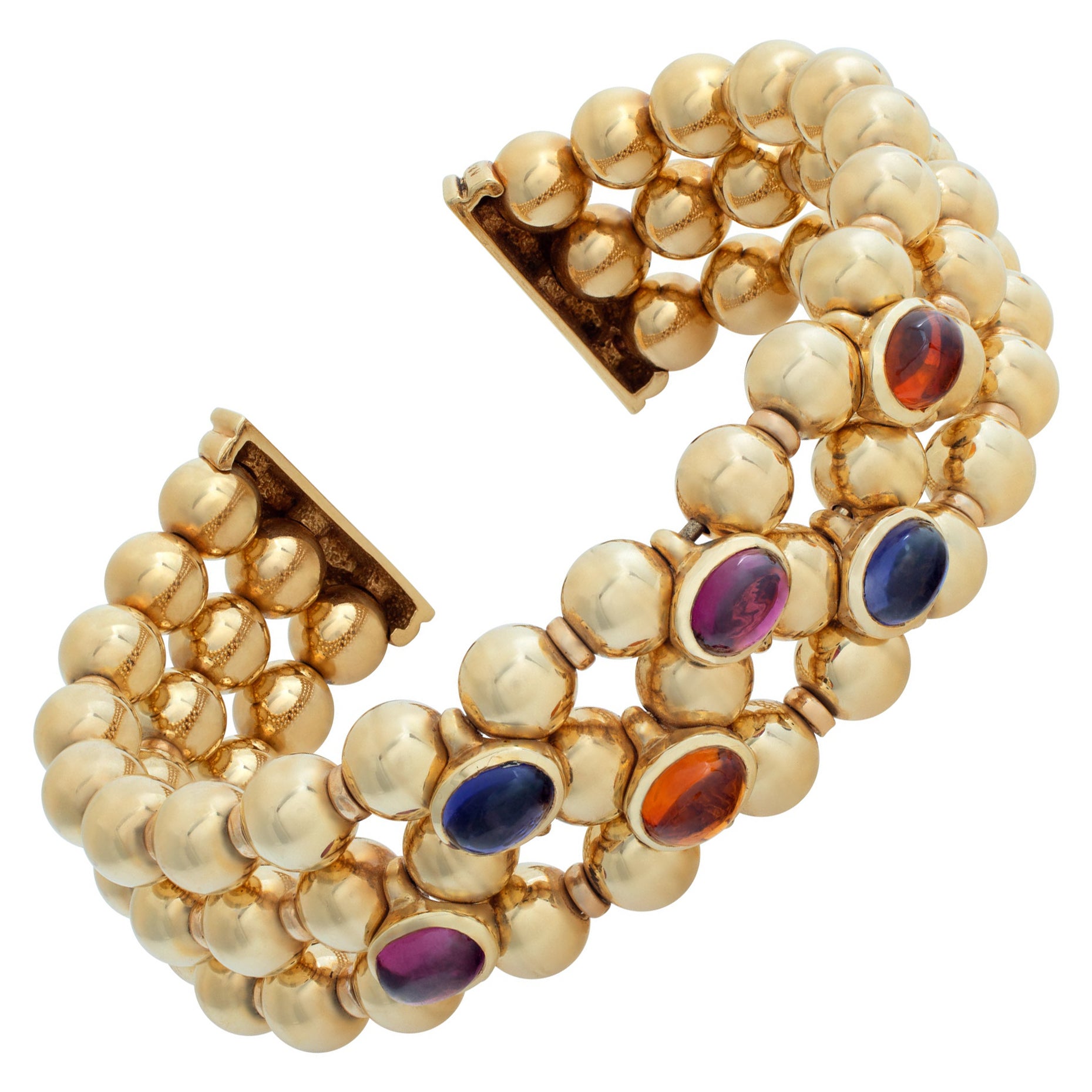 Demner cuff with diamnods and fancy colored stones. For Sale at 1stDibs