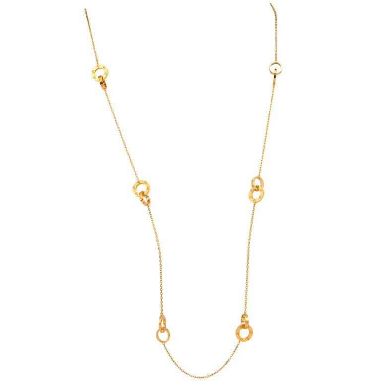 Cartier Love Rings Gold Chain Link Necklace at 1stDibs | cartier long ...