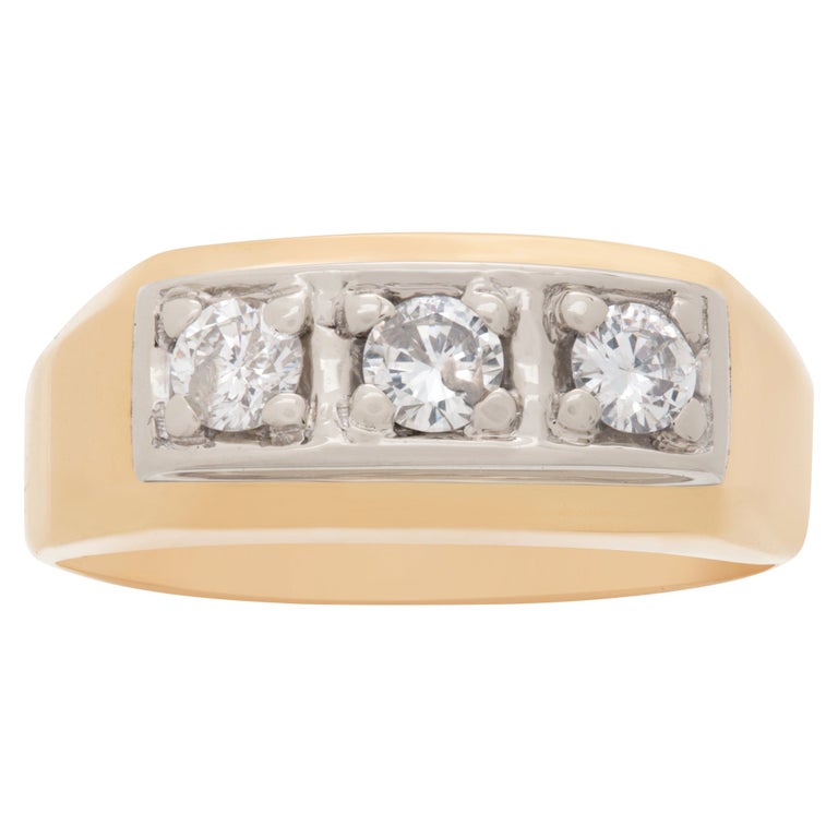 Men's classic 3 diamond ring (0.45ct) in 14k gold For Sale at 1stDibs