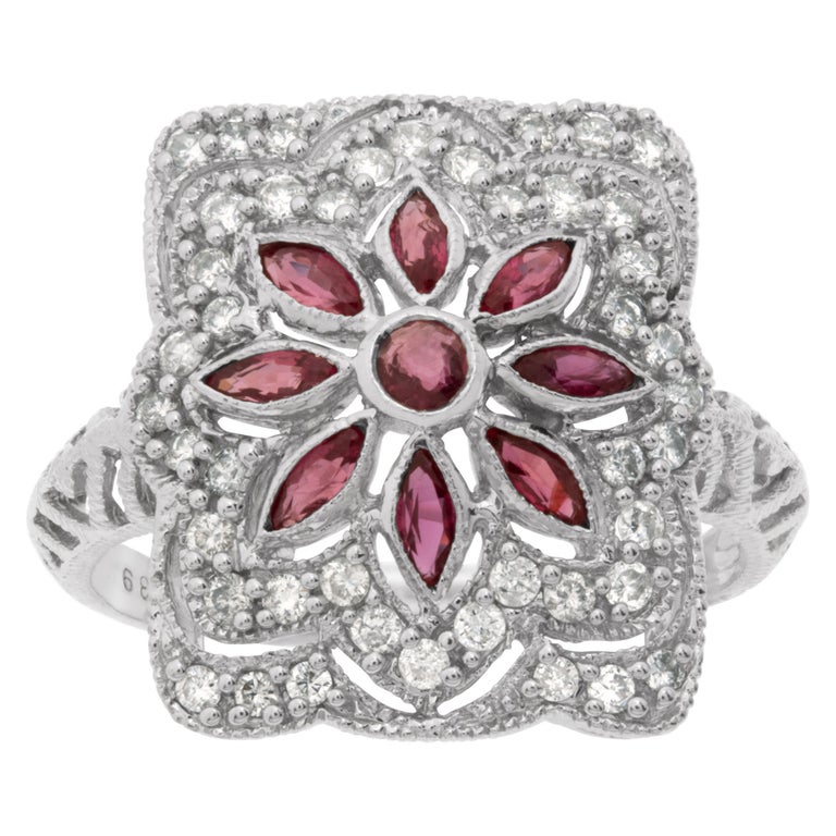 18k white gold ruby and diamond ring at 1stDibs
