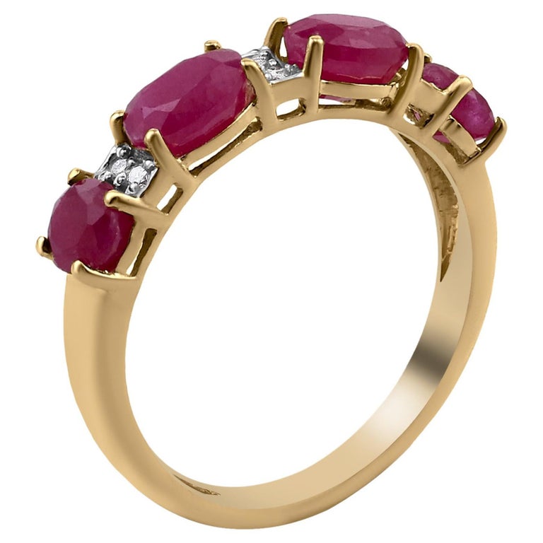 Gemistry 2.55 Ct. T.W. Ruby Band Ring with Diamonds in 14k Yellow Gold For Sale at 1stDibs