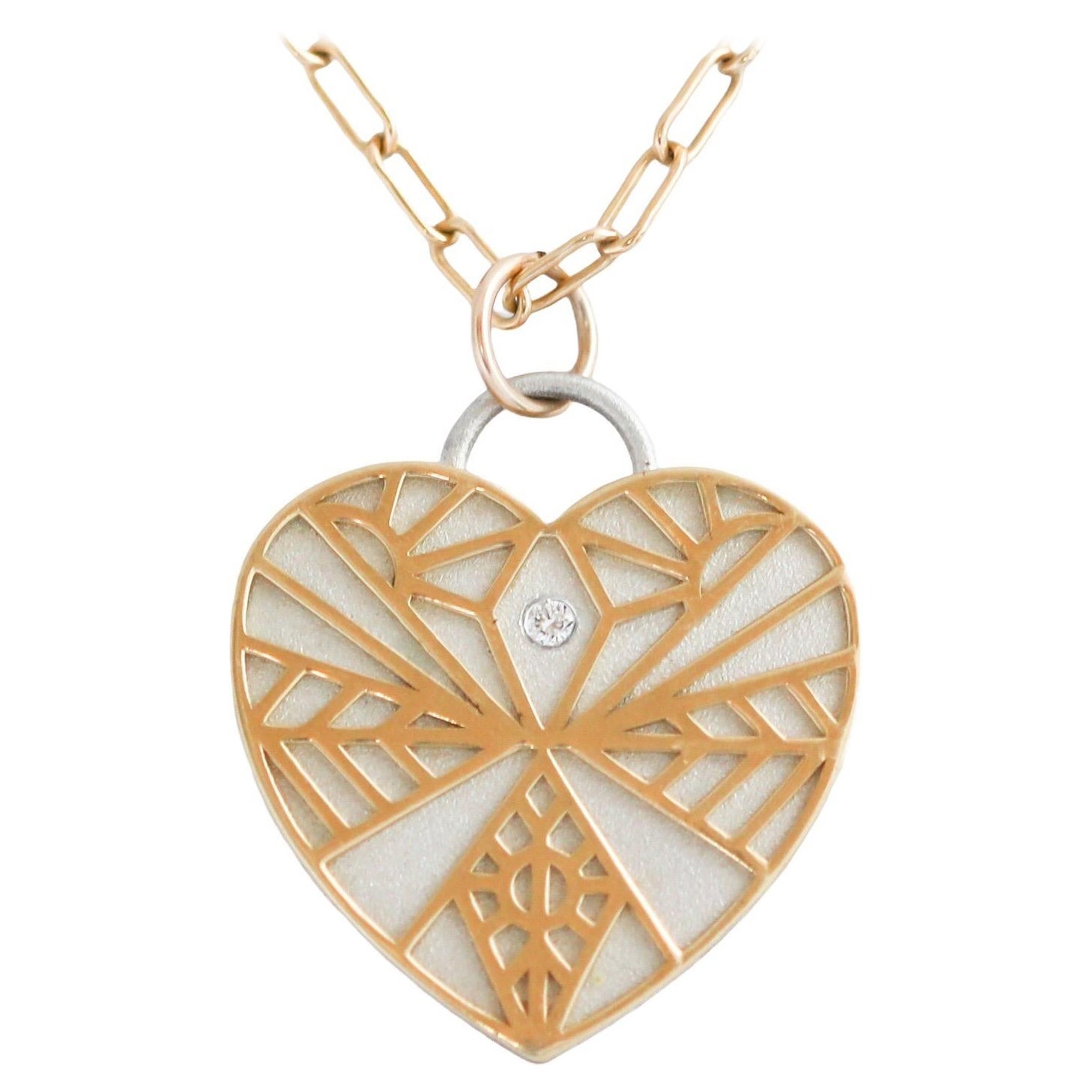 Diamond Elongated Heart Necklace at 1stDibs