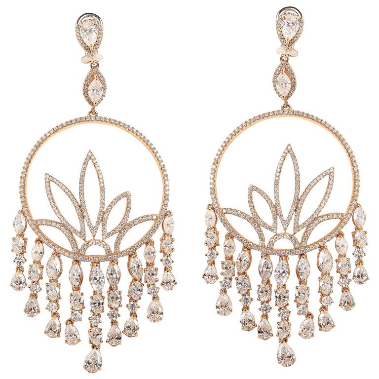 Diamond Gold Chandelier Earrings For Sale at 1stDibs Diamond Gold Chandelier Earrings For Sale at 1stDibs