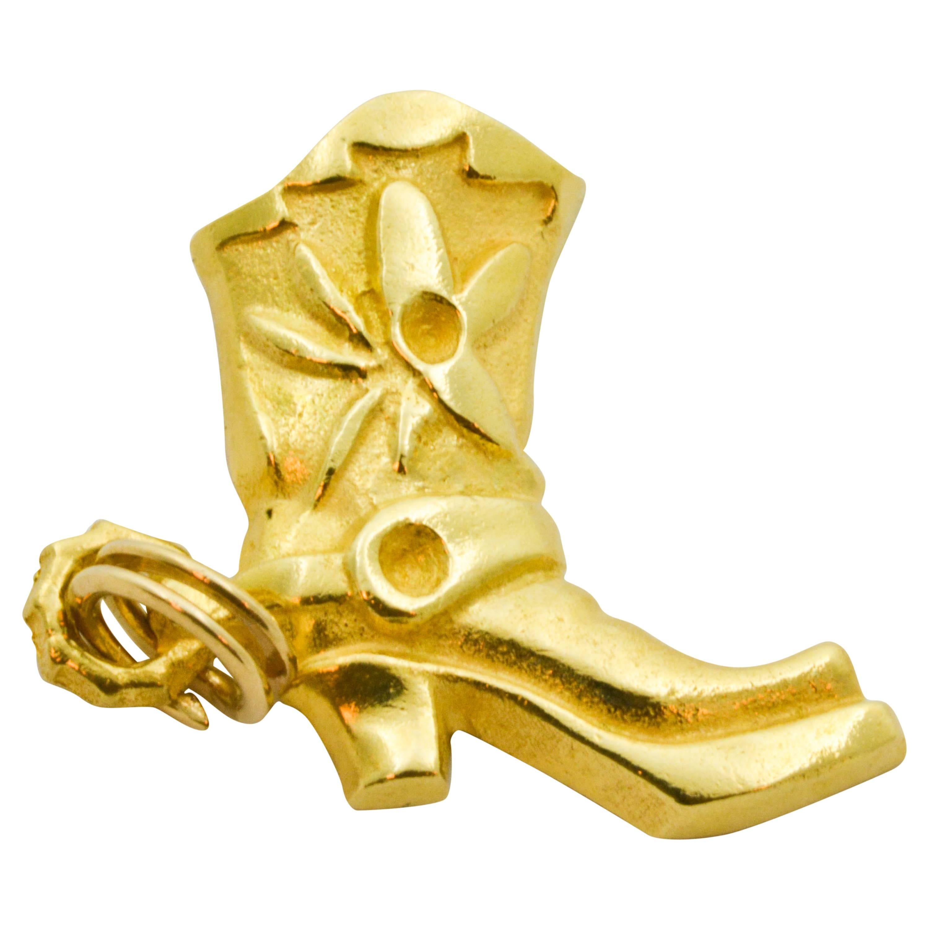 Gold Cowboy Boot Charm at 1stDibs