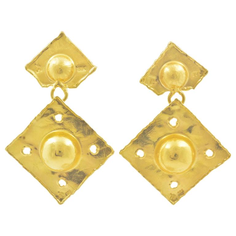 Jean Mahie Gold Detachable Two Part Earrings at 1stDibs