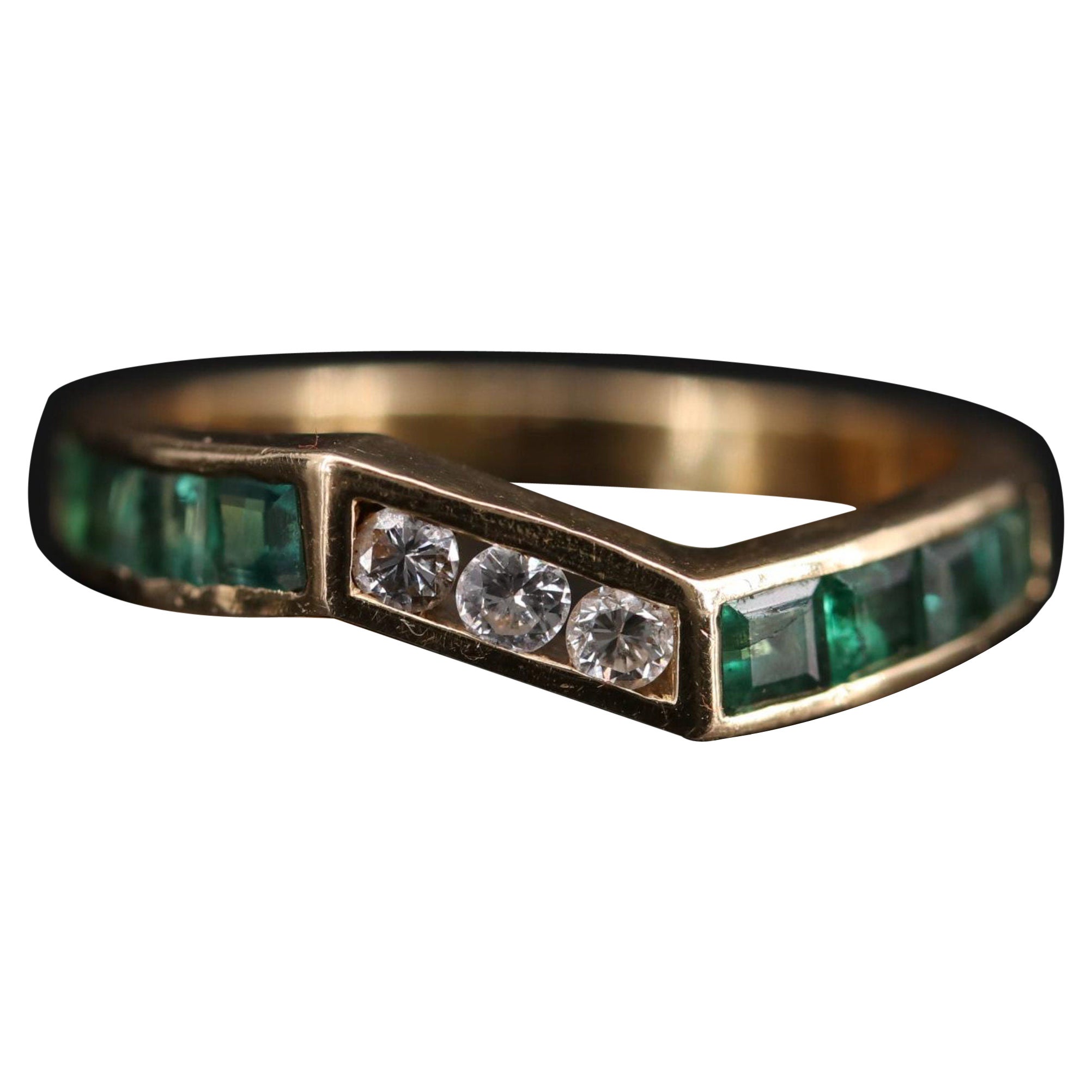 Customizable Unique Vintage Emerald Men Engagement Ring Natural